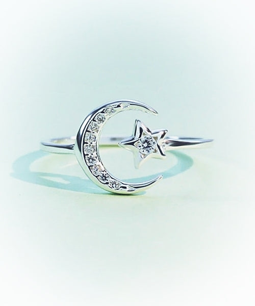 Sterling Silver Moon and Star Ring – Candy Coconut Sterling Silver Moon and Star Ring – Candy Coconut